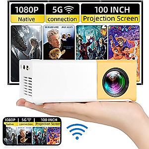 Seorsok 5G WiFi Mini Projector Portable Outdoor Projector with 100'Screen,1080P Supported Home Theater Video Projector Compatible with HDMI/USB/PC/AV/Audio;HD Movie Projector for iOS & Android Phone