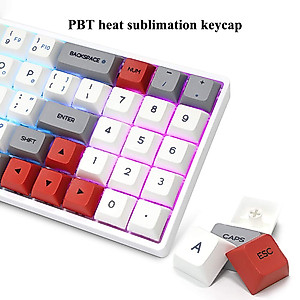 YUNZII SK71 71 Keys Hot Swappable Wired Mechanical Keyboard with RGB Backlit, Optical Switch, PBT Keycap, NKRO, Type-C Cable for Win/Mac/Gaming (Gateron Optical Red, Grey)