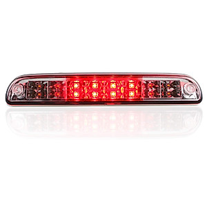 LED 3rd Brake Light For 99-16 Ford F250 F350 F-450 F-550 Super Duty 93-11 Ford Ranger, 01-05 Ford Explorer Sport Trac High Mount Stop Light Cargo Lamp (Chrome Housing Red Lens)