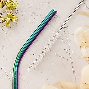 MJIYA Reusable Stainless Steel Metal Straws with Case Cleaning Brush, Long Drinking Straws for 30 oz and 20 oz Tumblers