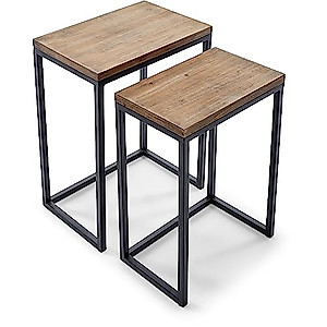 Amazon Brand – Stone & Beam Weston Wood & Metal Nesting Tables, Set of 2, Brown