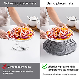 Trivet Weave Mat Round Hot Pads for Kitchen Thread Potholders for Hot Dishes/Pot/Bowl/Teapot/Hot Pot, 4pack,9.5 Inches,100% Pure Cotton (Trivet 4 Pack)