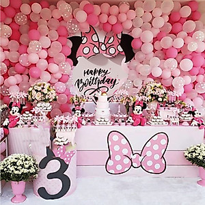 DUBEDAT 136Pcs Pink Mouse Birthday Decorations, Pink Rose Pink Polka Dots for Mouse Theme Birthday Party Decorations Supplies Baby Shower Decoration Birthday Wedding