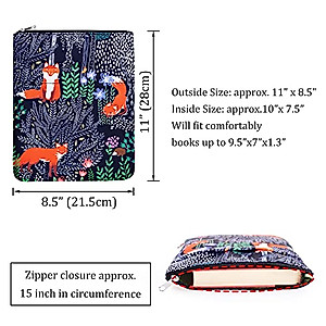 Fox Forest Book Sleeve ,Book Protector Book Covers for Paperbacks, Book Sleeves with Zipper , 11 X 8.5 Inch, Fox Gifts for Girls