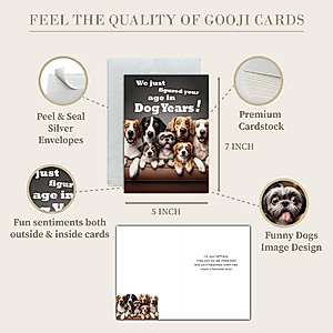 Gooji 5x7 Dogs Birthday Card, Funny Humorous Cute Card for Wife Husband Teenage Young Boy Girl Men Women Adult, Golden (Age)