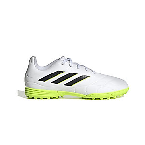 adidas Copa Pure.3 Turf Sneaker, White/Core Black/Lucid Lemon, 13 US Unisex Little Kid