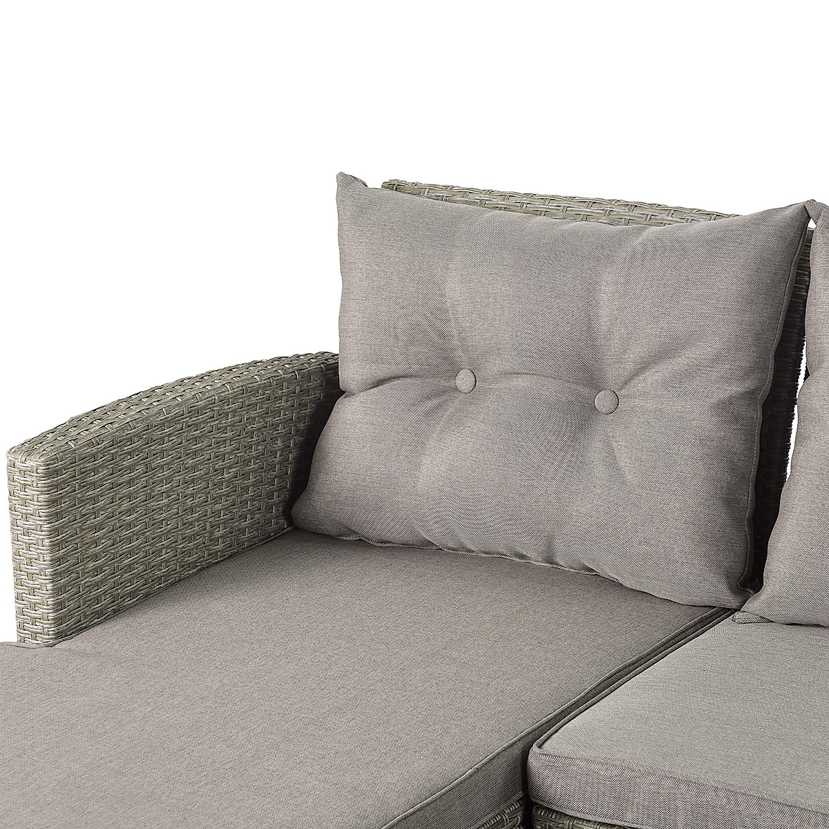 Merax 4 Piece Outdoor Patio Furniture Sets Conversation Set Wicker Ratten Sectional Sofa with Seat Cushions