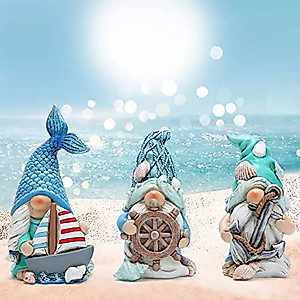 Hodao 3PCS Ocean Animals Gnomes Summer Decorations Handmade Beach Element Decor Swedish Gnomes Nisse Scandinavian Gnomes Elf Fall Decorations Indoor Home Ornaments Summer Gnomes Figurines (Ocean1)