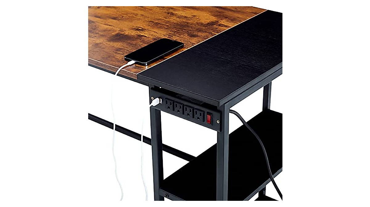 Marvelous World Home Office Desk, 63'' Computer Desk Built in a Power ...