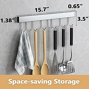 RR RAXMIN Utensil Racks with 10 hooks 16 Inch Kitchen Utensil Holders Punch Free Hanging Utensil Rack Multifunctional (16 inch)