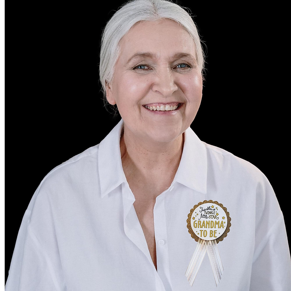 Grandma to Be Pin Twinkle Little Star Baby Shower Pin White & Gold for Nona to wear, It's a Girl, It's a Boy Baby Sprinkle