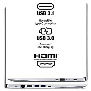 Acer Aspire 5 A515-55-35SE, 15.6" Full HD Display, 10th Gen Intel Core i3-1005G1 Processor, 4GB DDR4, 128GB NVMe SSD, Intel WiFi 6 AX201, Backlit KB, Fingerprint Reader, Windows 10 Home (S Mode)