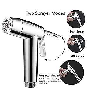 Handheld Bidet Sprayer Toilet Bathroom with Wall Bracket Hose Set, Closestool, Squatting Pan, Water Flower, Floor Cleaning Cloth Diaper for Bathroom Hygiene 3 Set (Note: linker not Included)