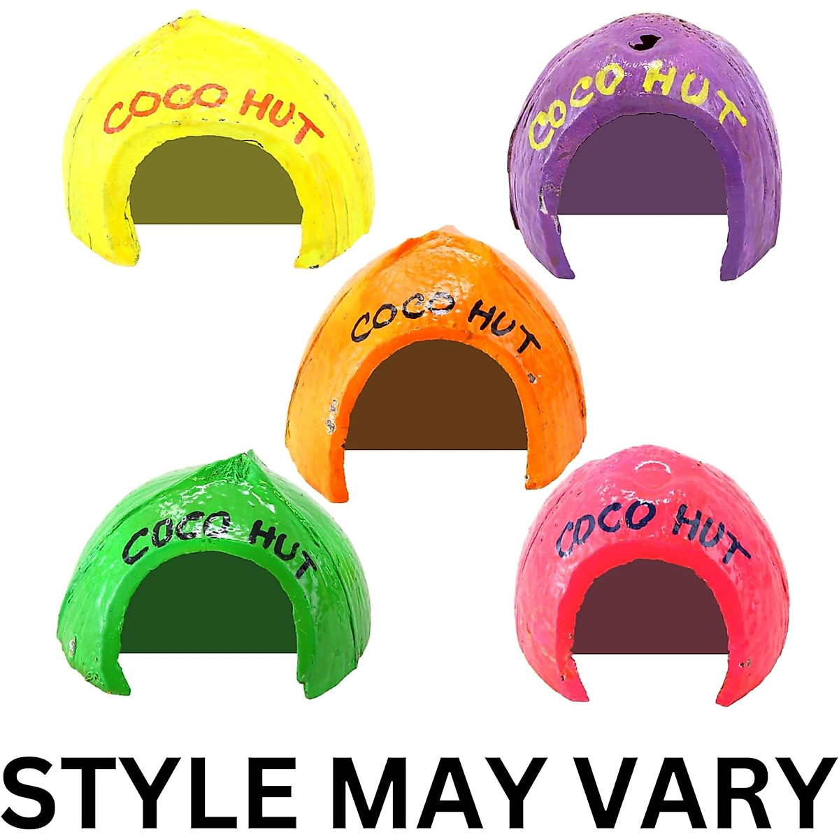 Needzo Hermit Crab Coconut Hut, Small Hideout for Pet Habitat, Color and Size May Vary, 2.25 to 3 Inches