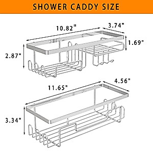 WESTREE Shower Caddy Shelf Bathroom - No Drilling Traceless Adhesive Bathroom Storage Organizer, 2-in-1 Shower Holder Organizer Kitchen Shelves Basket for Bathroom Kitchen