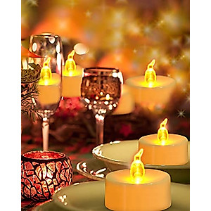 JOSU LED Tea Lights Candles [24 Pack] Flameless Candles, Realistic Battery Operated Candles, Flickering Bright Tealights with Warm Yellow Light for Party, Wedding, Valentine's Day