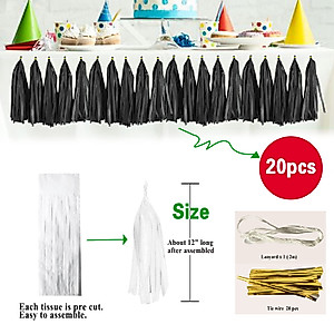 Pink Tassel Garland 20 Pcs, Tissue Paper Tassels Garland Banner for Party Birthday Wedding Decoration Baby Shower Table Decor Balloon Tails