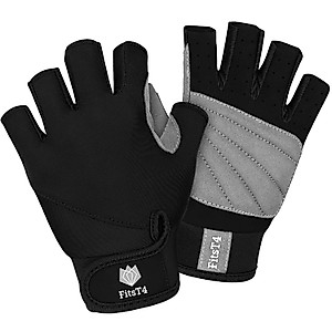 FitsT4 Sports Half Finger Padded Palm Gloves for Diving, Sailing, Jet Skiing, Stand-UP Boarding, Kayaking and Water Skiing, Perfect for Men&Women&Youth