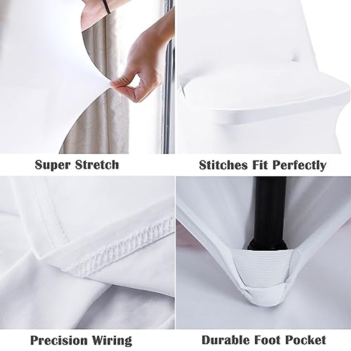 Vencede 10pcs White Stretch Spandex Chair Cover, Chair Covers for Wedding, Universal Fitted Chair Cover Protector for Party, Banquet, Event, Hotel（White 10PCS）