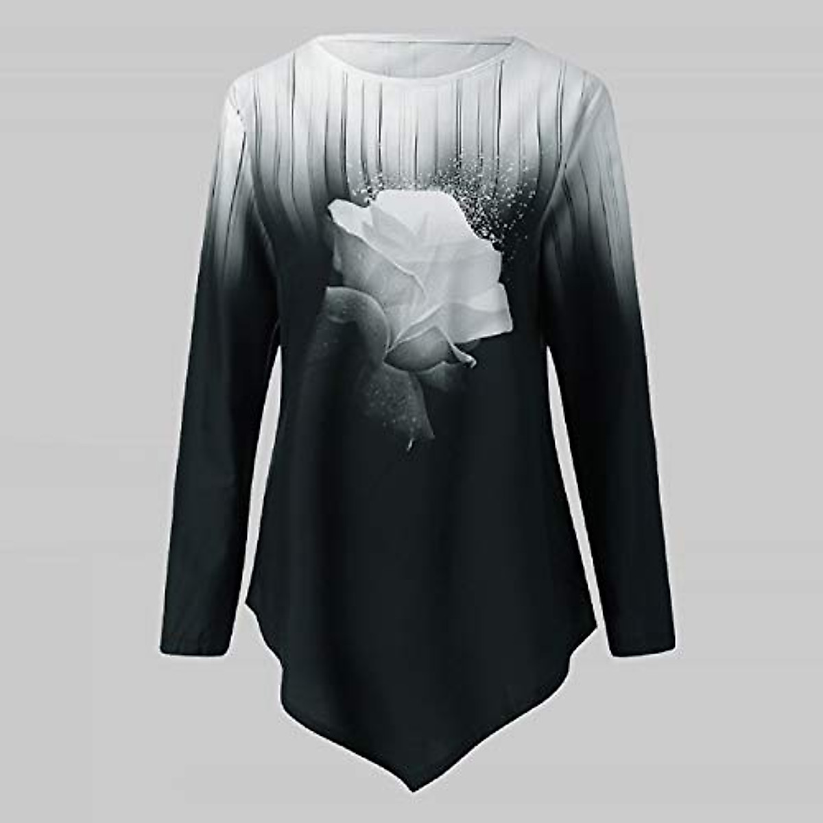 Tops for Women, FAPIZI Women Autumn Long Sleeve O Neck Strip Print Tunic Tops Irregular Hem Casual Loose T-Shirt Blouse