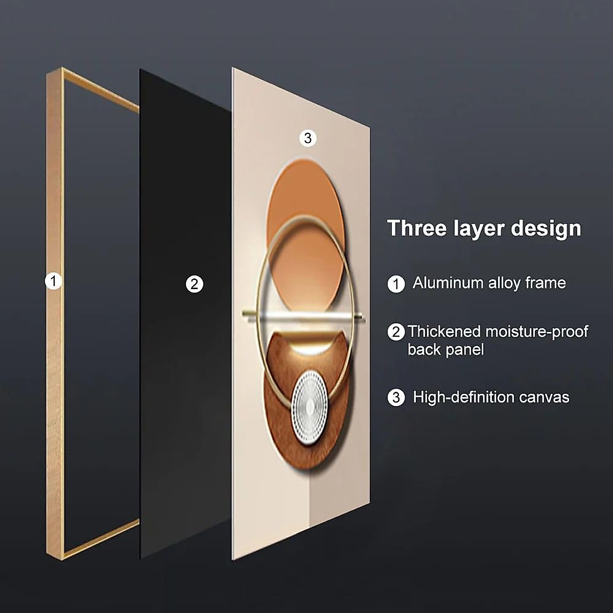 homary Abstract Wall Art Modern Canvas Wall Art Set of 3 Geometric Print Painting with Frame Wall Decor for Living Room