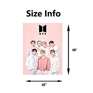BTS Merchandise Kpop Throw Blanket | BTS Merch Fuzzy Soft Fleece Blanket | 4 Different BTS Blanket Designs (60”x40”)