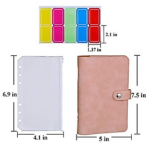 Antner A6 Budget Binder with Zipper Envelopes for Budgeting, Money Organizer for Cash, Budget Planner with Cash Envelopes, Money Saving Binder with Labels, Pink