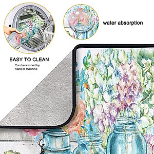 Drying Mat for Kitchen Counter Country Daisy Flowers Dish Drying Mat Dry Mat for Dishes Dish Rack Mat Coffee Bar Mat Dish Drain Mat Drying Mats for Countertop Coffee Mat