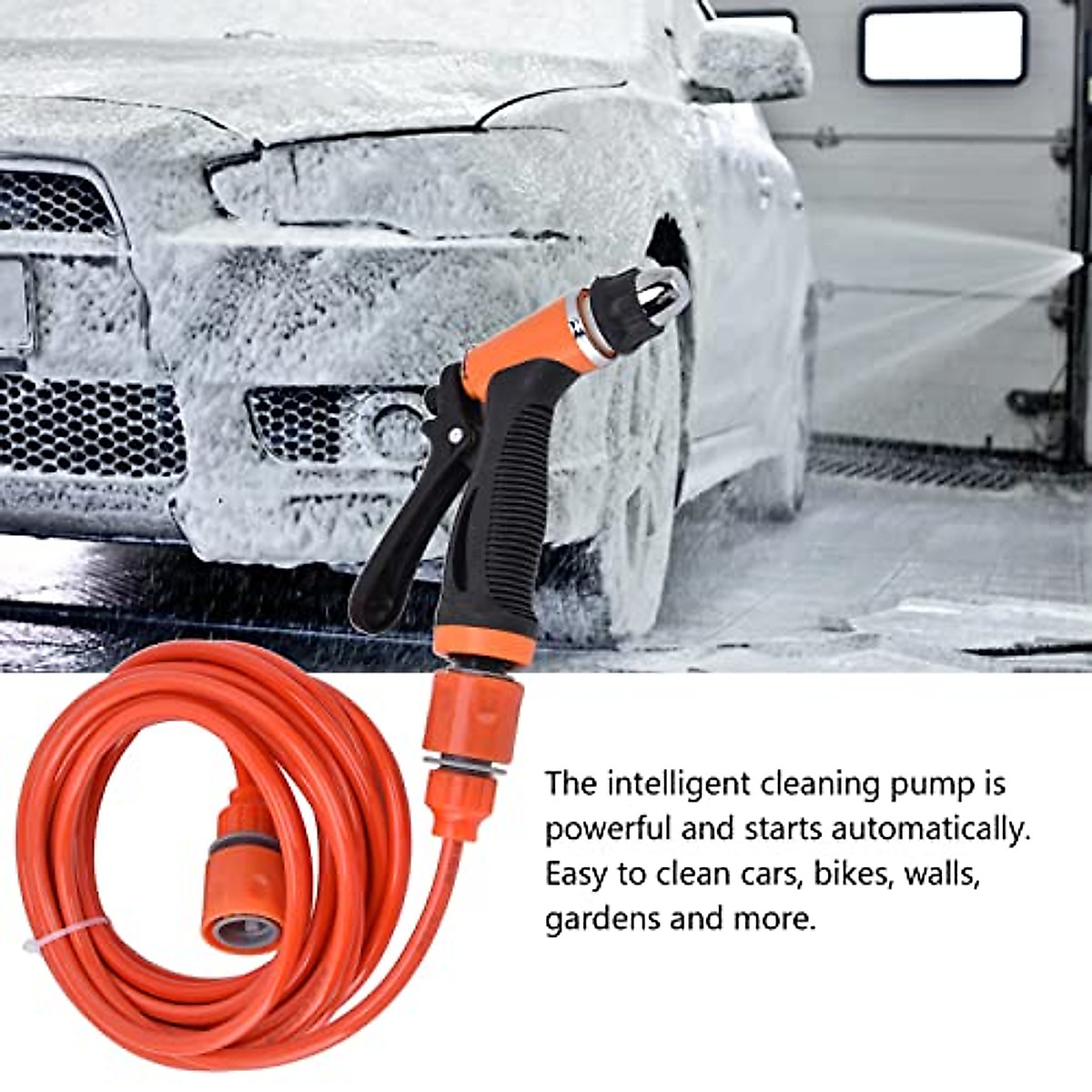 Car Washing Machine, Electric Pressure Washer Pump Plastic Male Thread G1 1/2 12V 72W for Garden