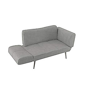 Novogratz Leyla Loveseat with Magazine Storage, Adjustable Sofa Bed Armrests to Convert into a Couch Sleeper, Light Gray Futon