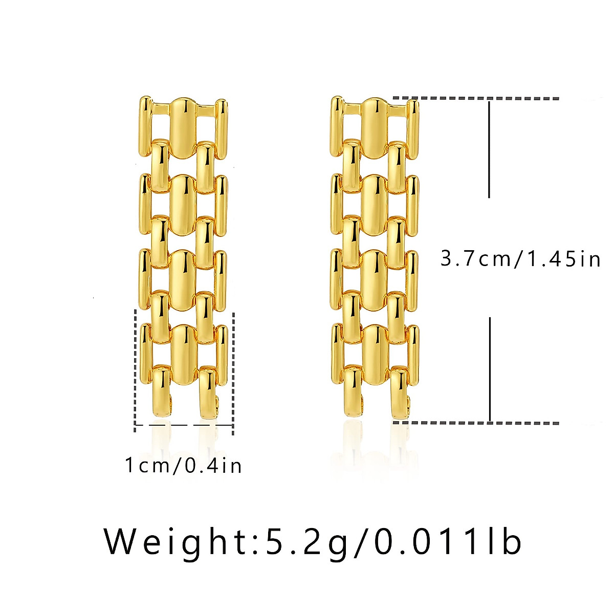 Rectangle Drop Dangle Earring for Women Gold 18K Plated Retro Geometric Rectangle Statement Drop Earrings Convertible Hypoallergenic Earrings Jewelry Gifts for Women Girls