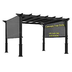 ALISUN Replacement Sling Canopy (with Ties) for 10 FT Pergola #S-J-110 & TP15-048C (Charcoal) (Canopy TOP ONLY)