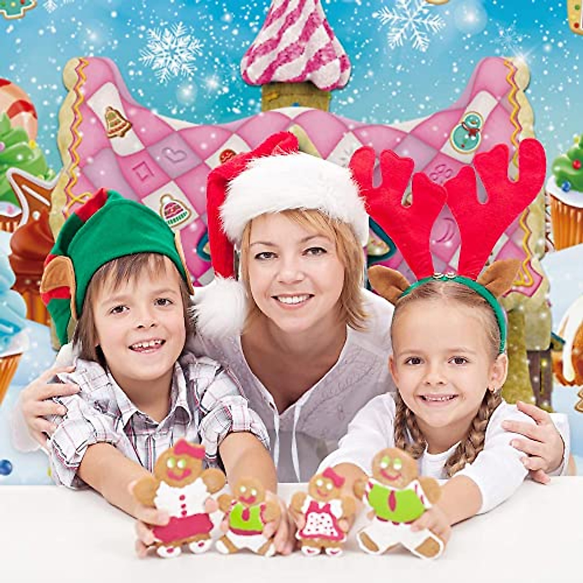 Funnytree 82" x 59" Gingerbread House Backdrop for Photography Pictures Winter Merry Christmas Xmas Land Cookies Exchange Candyland Baby Shower Birthday Party Supplies Decorations Banner Background