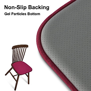 Shinnwa Dining Chair Cushions 2 Pack, Non Slip Indoor Chair Pads, U-Shaped Kitchen Seat Cushions, Set of 2, 15 x 16 Inches, Burgundy