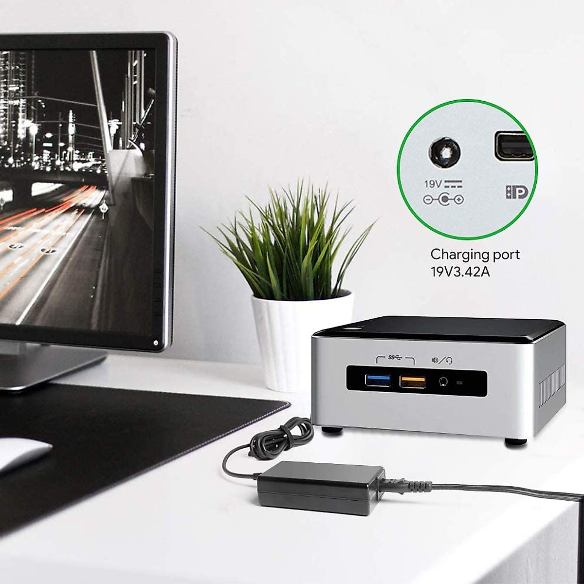 TAIFU 19V 65W Power Supply for Intel NUC FSP065-10AABA Power Adapter for Barebone System Mini PC NUC5i5RYH NUC5i7RYH NUC6i3SYH NUC6i5SYH NUC7I7BNH NUC5CPYH BOXNUC5I7RYH Mini PC Kit Barebone System