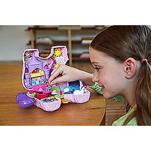 Polly Pocket Micro, Unicorn Party Playset, Pink Unicorn Toy with Purple Hair, 25 Toy Surprises Inside, Toys for Ages 4 and Up, One Playset, GVL88