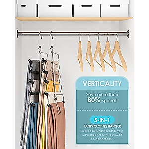 CINKSY Pants Clothes Hangers Space Saving - Upgrade Non Slip Jeans Hanger Rack with Foam Padded Swing Arm Leggings Hanger Multiple Layers Closet Organizer and Storage for Trousers, Scarf, Tie - 2 Pack