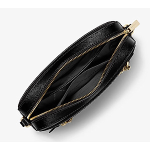 MICHAEL Michael Kors Jet Set Large Crossbody Bag bundled with Jet Set Travel SM Zip Card Case Wallet (Black/Python Embossed)