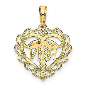 IceCarats 14K Yellow Gold Registered Nurse Caduceus Paramedic Rn Doctor Medical Student Nursing Symbol Heart Necklace Love Pendant Charm 23mm x 18mm Only