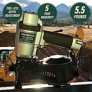 Metabo HPT Roofing Nailer | Pro Preferred Brand of Pneumatic Nailers | 16 Degree Magazine | Accepts 7/8-Inch to 1-3/4-Inch Nails | Ideal for Asphalt Roofing Shingles & Insulation Boards | NV45AB2