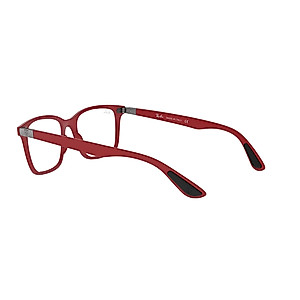 Ray-Ban RX7144M Scuderia Ferrari Collection Square Prescription Eyeglass Frames, Matte Red/Demo Lens, 53 mm