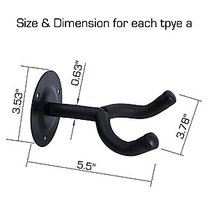 HONESTY Guitar Hanger, 4-Pack,for Wall Hangers, Premium Guitar Hooks Perfectly Displayed in Music Retail Stores/Bedrooms/Bars, Black