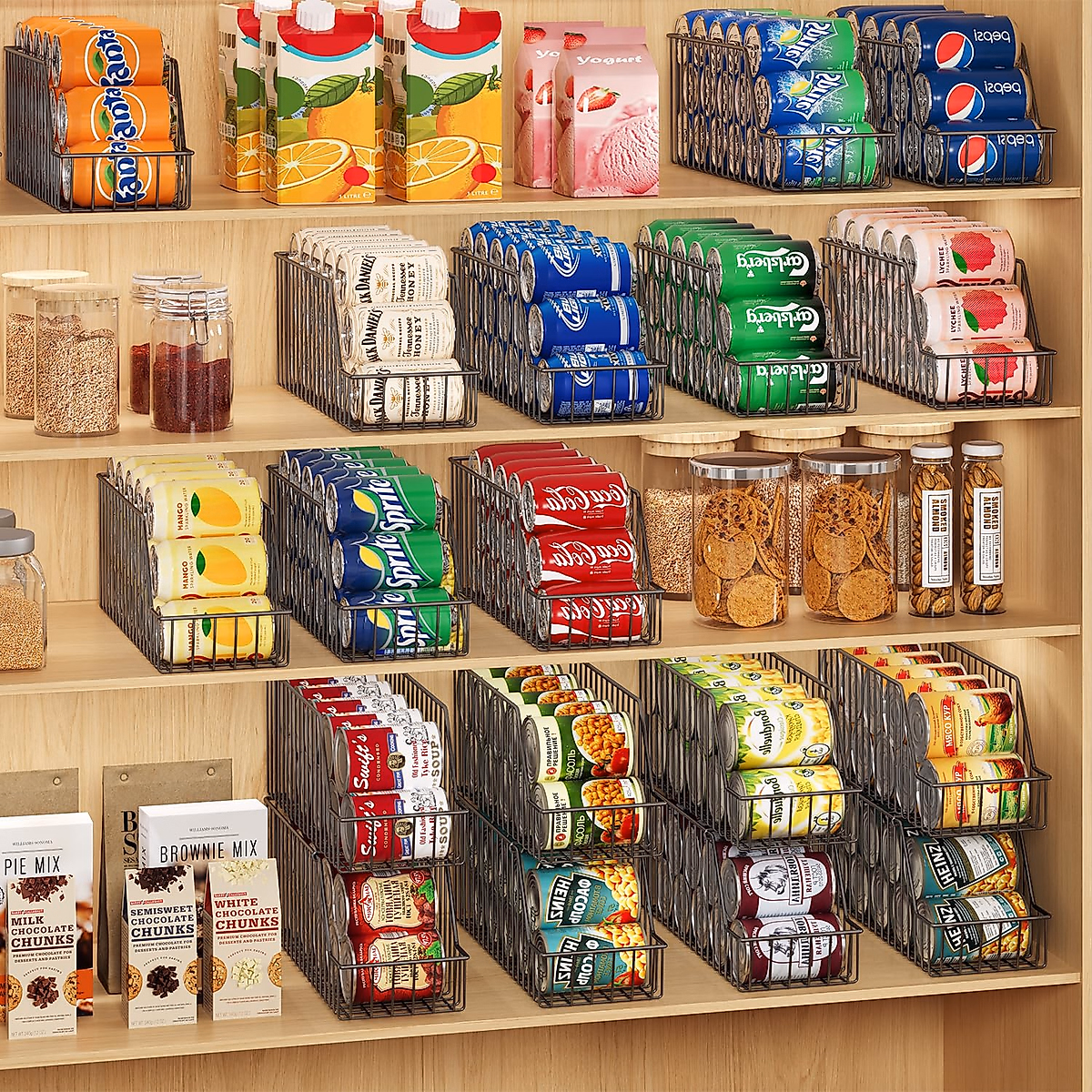 X-cosrack Wall Basket Hanging Basket Storage with 5 S Hooks 3 Label -3Pack, Cabinet Wall Hanging Metal Wire Baskets for Organizing, Extra Large Storage Organization Shelf for Pantry Kitchen Bathroom