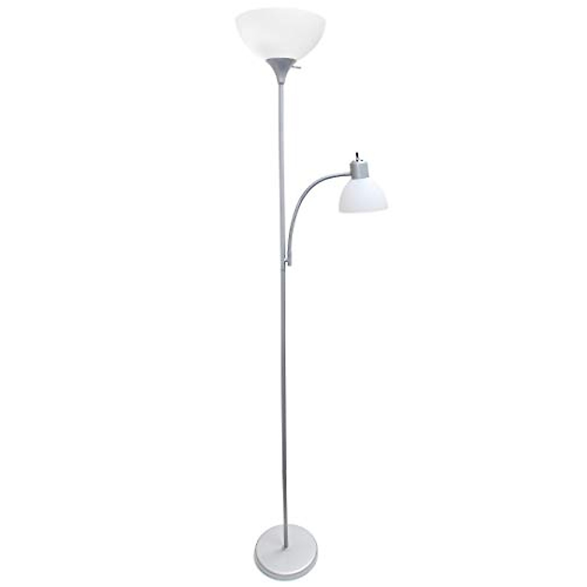 Simple Designs LF2000-SLV Mother-Daughter Floor Lamp with Reading Light, Silver
