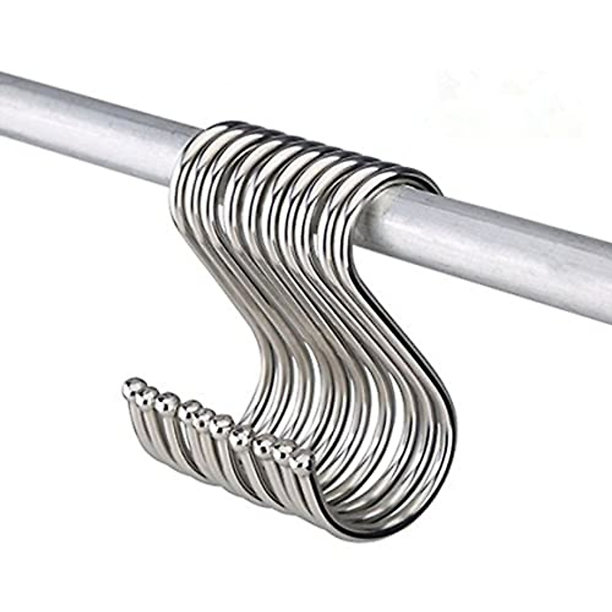 Soqool 12 Pack Heavy Duty Hooks for Hanging S Hook for Shower/Closet Rod Shower Curtain Hook Rings, Hook Hangers for Bird Feeder/Hanging Plants Outside(4.8 Inch)