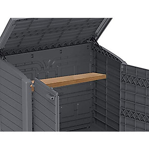 Duramax Cedargrain StoreAway 1200L Plastic Garden Storage Shed / Arc Lid - Outdoor Storage Bike Shed – Durable & Strong Construction– Ideal for Tools, Bikes, BBQs & 2X 240L Bins, 145x85x125 cm, Grey