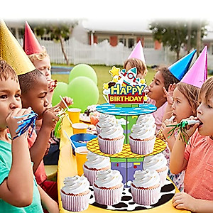 RTHPY 3-Tier Cartoon Story Cupcake Stand Cardboard Cake Stand Dessert Tower Holder for Toy Theme Birthday