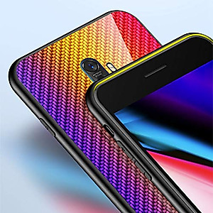 Grandcase Oppo Reno 2 Case,Ultra-Thin Advanced Carbon Fiber Texture Gradient Glass Box Scratch Resistant Tempered Glass Back Cover Case for Oppo Reno 2 6.5" -Gold