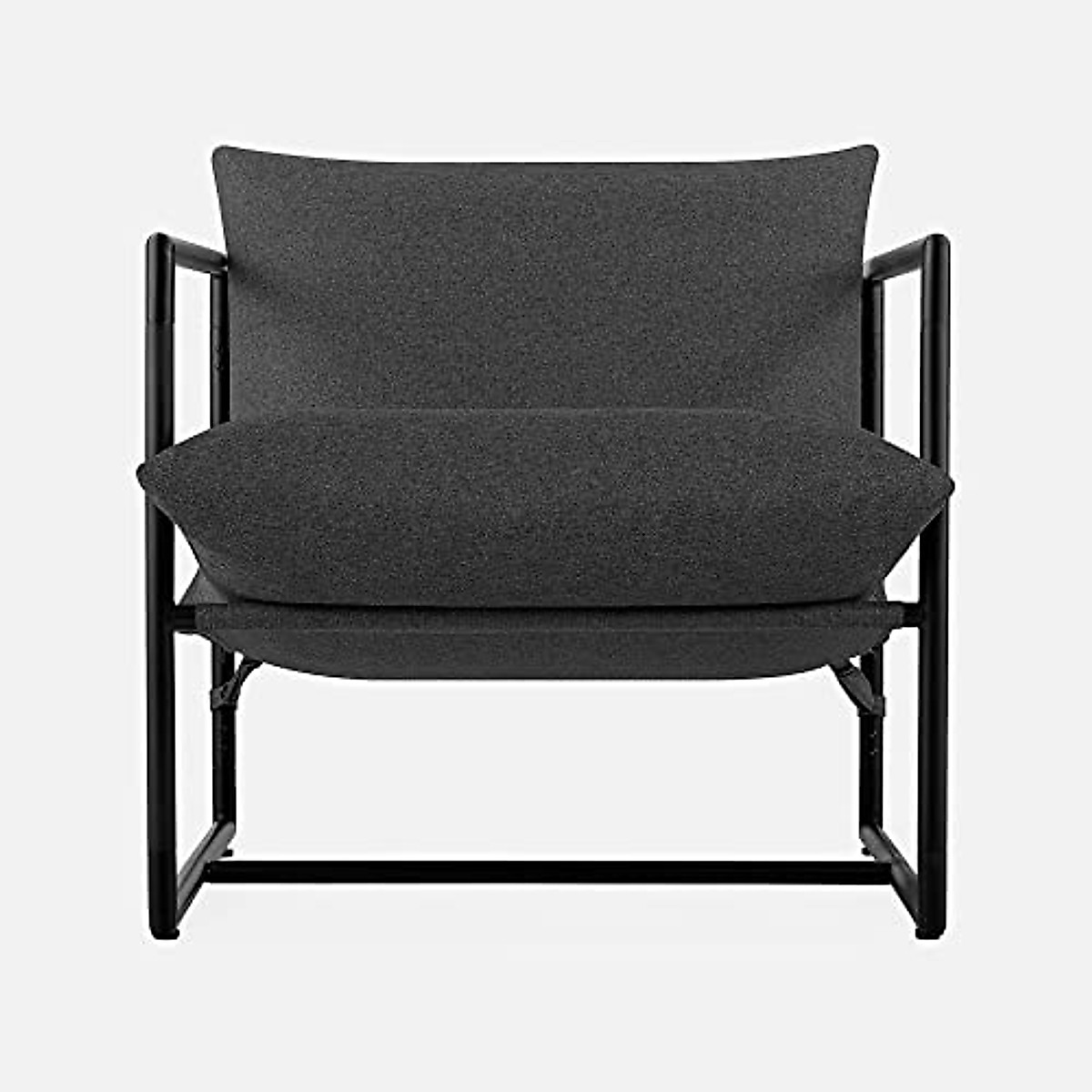 ZINUS Aidan Sling Accent Chair / Metal Framed Armchair with Shredded Foam Cushioning, Dark Grey