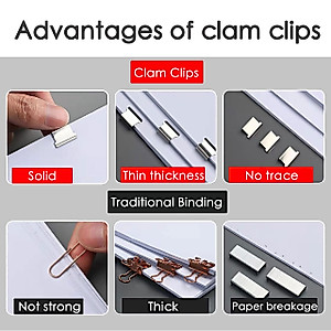 Wonderbooom 2 Pack Portable Handheld Paper Clam Clip Dispenser Large Size with 50 Stainless Steel Metal Refill Clips,Fast Paper Clipper for Desk Document Office Home School